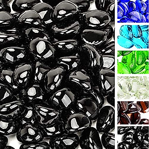 Mr. Fireglass 1/2-Inch Reflective Fire Glass Cashew for Fireplace Fire Pit and Lanscaping, 10 lb High Onyx Black