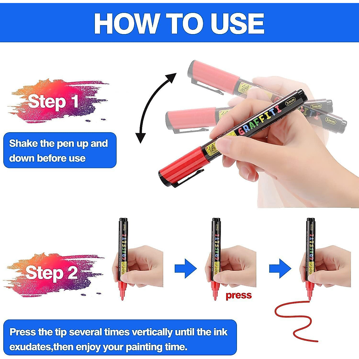 Emooqi Acrylic Paint Pens, 18 Colors Acrylic Paint Markers Paint Pens Paint Makers for Rocks Craft Ceramic Glass Wood Fabric Canvas -Art Crafting Supplies