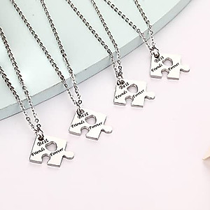 Yonhon 4 BFF Best Friend Necklace Puzzle Friendship Necklace for 4