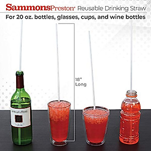 Sammons Preston Reusable Drinking Straws, Long Reusable Straws are Dishwasher Safe, Set of 10 Straws for Wine Bottles, Tall Cups, Smoothies, Large Glasses, & Thick Liquids, 3/16" Wide, Flexible
