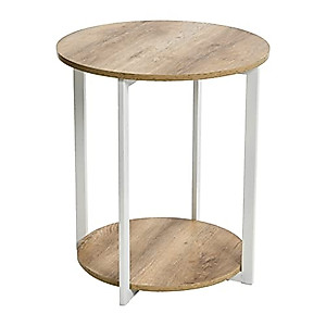 Household Essentials Coastal Oak Round End Table 2 Tier