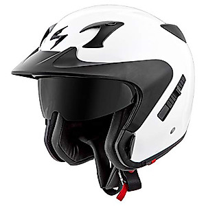 ScorpionEXO CT220 Open Face Adjustable Visor Dropdown Visor Adult DOT Approved Motorcyle Helmet Solid (White, XX-Large)