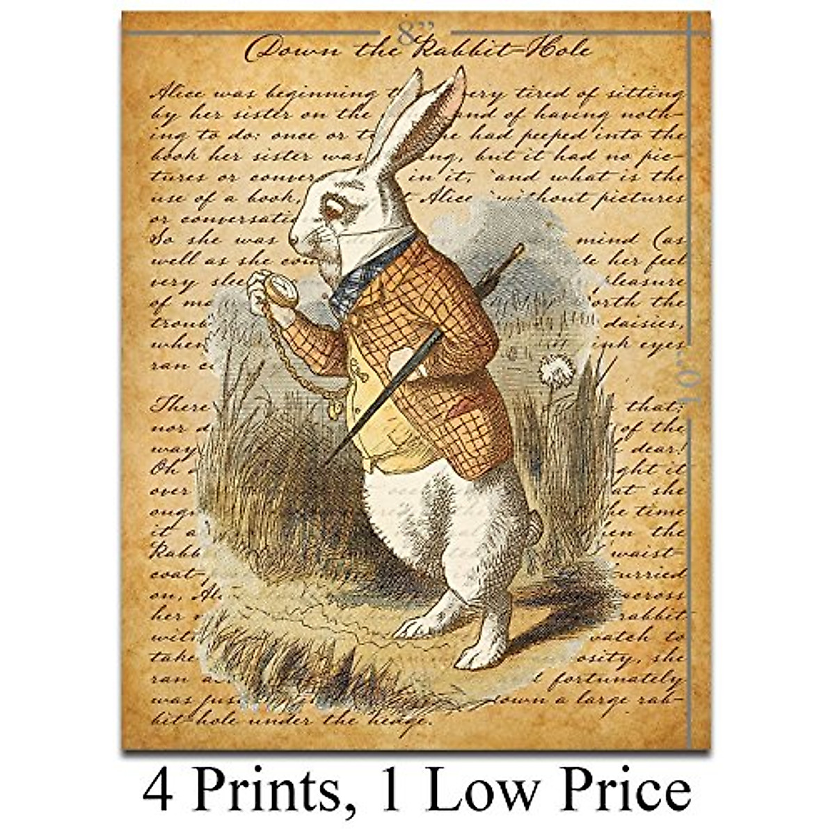 Alice in Wonderland Decoration - 8x10 Prints Unframed Wall Art Alice in Wonderland Poster - Perfect Alice in Wonderland Gifts - Perfect for an Unbirthday or Mad Hatter Tea Party