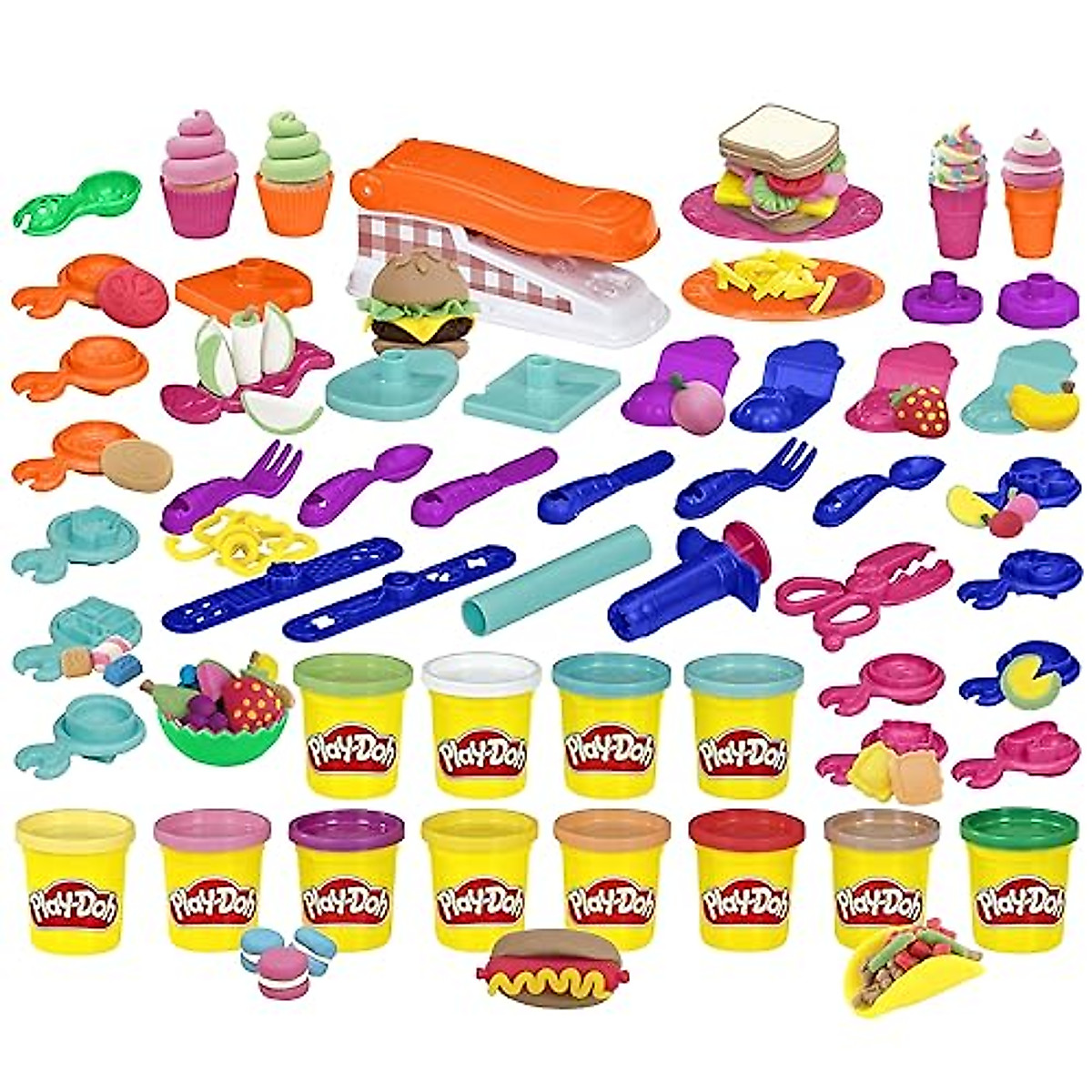Play-Doh Kitchen Creations Fun Factory Playset, Arts and Crafts Toy for Kids 3 Years and Up with 12 Cans and 42 Tools (Amazon Exclusive)