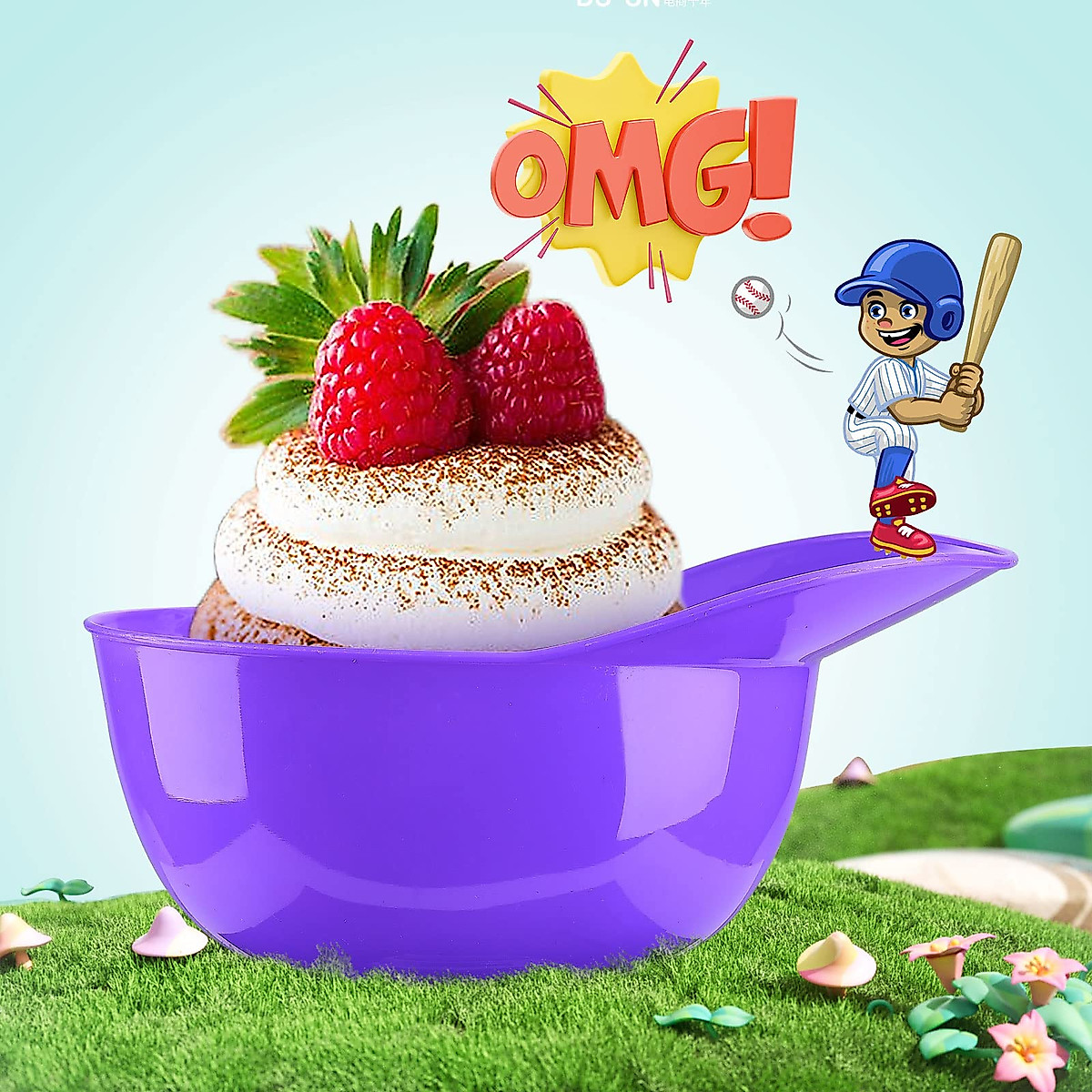 HFEHSKJ 18Pcs Baseball Helmet Ice Cream Bowls, 8oz Baseball Cap Bowls Mini Snack Bowl, Reusable Dessert Bowls for Birthday Party Games