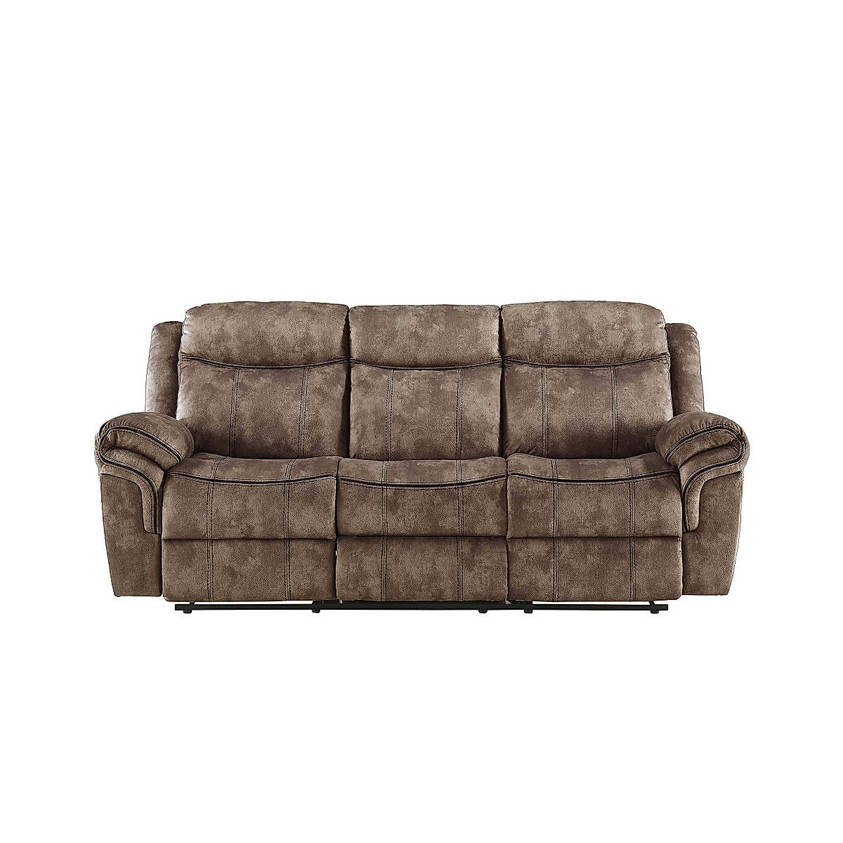 Acme Zubaida Velvet Motion Reclining Sofa (2-Tone Chocolate) and Horizontal Tufted Glider Recliner (2-Tone Chocolate) Bundle