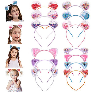 ZIRICHER Cat Ears Headband,Bear Headbands Random Delivery, Transparent Quicksand Cat Ear Headbands Cute Hair Hoop Headbands For Girls Party Hair Accessories for Gift