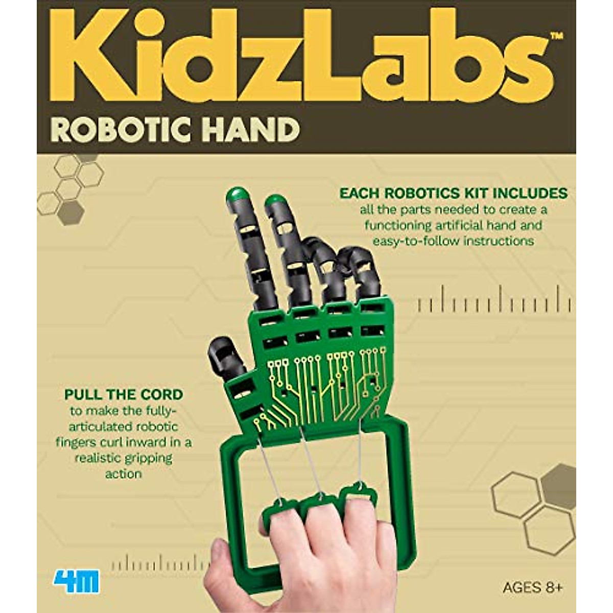 4M Kidzlabs Robotic Hand Kit, Build Your Own Robotic Hand, For Boys & Girls Ages 8+