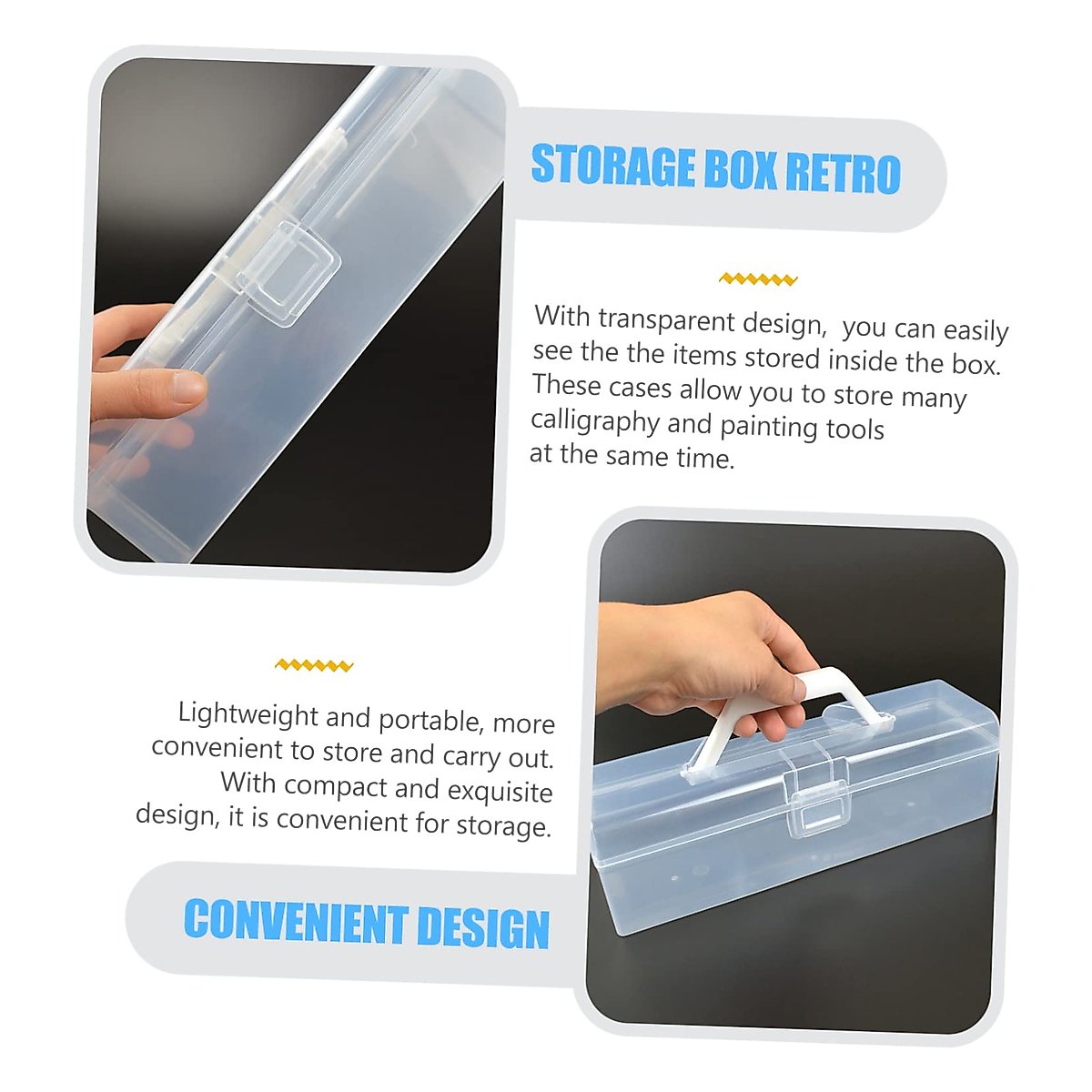 SHINEOFI 4 Pcs Calligraphy Tool Box Clear Pencil Case Large Clear Storage Bins Containers with Lids Sundries Storage Case Painting Tools Storage Case Storage Cases Toolbox Plastic