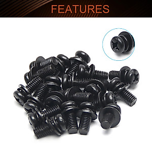 MroMax M6 x 14mm Carbon Steel Phillips Pan Head Machine Screws Bolts Combine with Spring Washer and Plain Washers 20Pcs