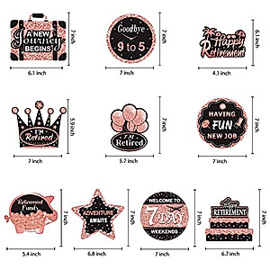 36pcs Happy Retirement Hanging Swirls Decorations for Women, Rose Gold Retirement Theme Foil Ceiling Hanging Party Supplies, Goodbye 9 to 5 Retired Officially Swirl Decor