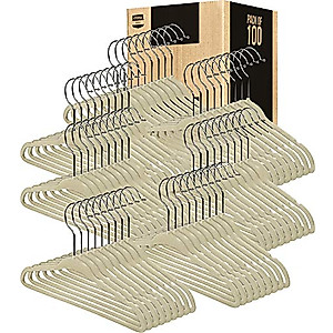 Utopia Home Kids Velvet Bulk Hangers - Small Clothes Hanger - Non Slip - Space Saver - Ivory Color (Bulk Pack of 100)