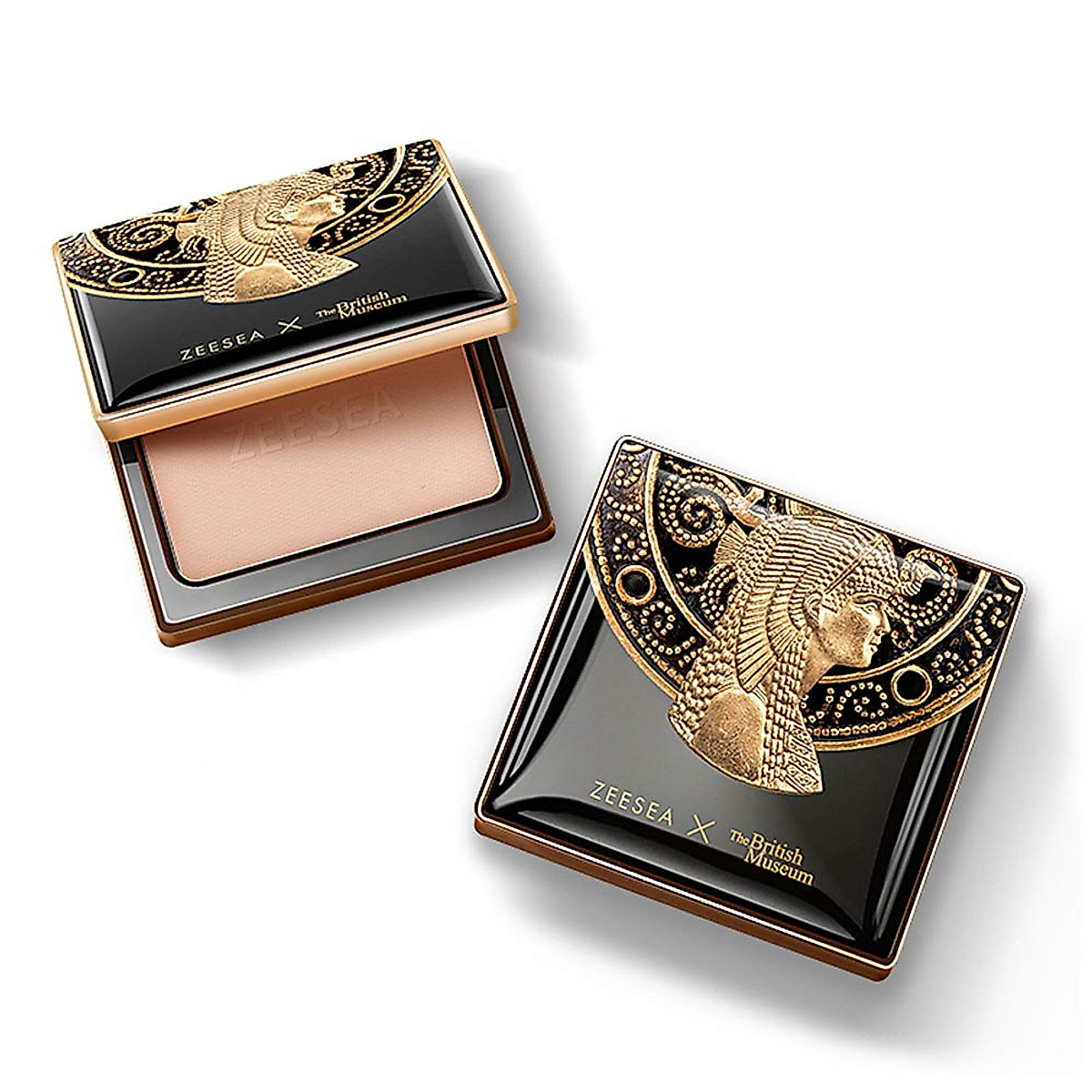 ZEESEA Pressed Powder The British Museum Egypt Series Long Lasting Oil Control Facial Finishing Brighten Setting Powder Multi-use Foundation (#02 Natural Beige)