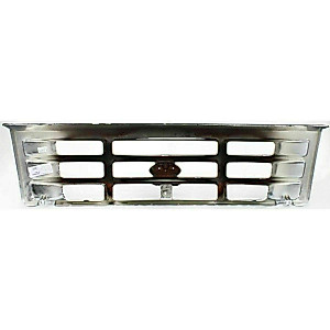 New Front Grille Chrome Shell & Primed Insert + Head Light Trim Door Right Passenger & Left Driver Side For 1992-1996 Bronco / 1992-1997 Ford F-150 F-250 F-350 Direct Replacement F4TZ8200A F2TZ13064C