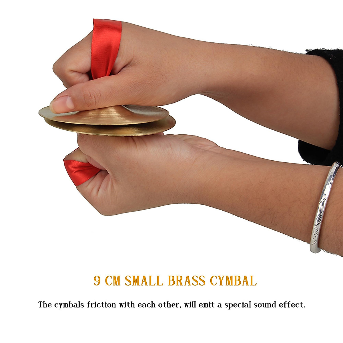 9cm Diameter Small Brass Hand Cymbal Gong Band Rhythm Percussion Musical Parts Pack of 2