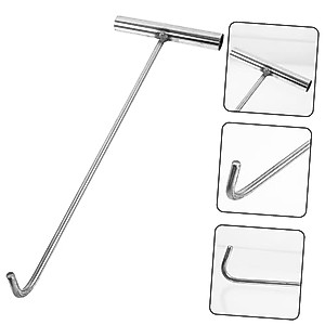 Hohopeti Stainless Steel Manhole Lifter Tool Heavy Duty Hook for Lifting and Moving Manhole Covers Storm Drains and Sewer Lids Portable and Household Door Lifter