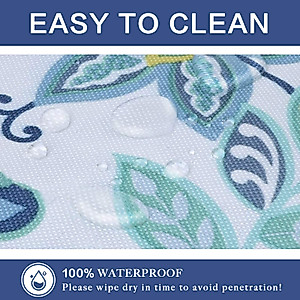 UMINEUX Outdoor Tablecloth with Umbrella Hole and Zipper, Spring/Summer Waterproof Table Cover for Picnic/BBQ/Garden(60" Round Navy&Green)