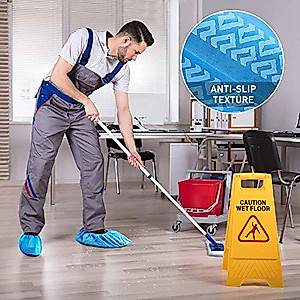 squish Shoe Covers Disposable Non Slip, 100 Pack (50 Pairs) Non Woven Fabric Boot Covers for Indoors Breathable Slip Resistant Durable Boot&Shoes Cover, One Size Fits All