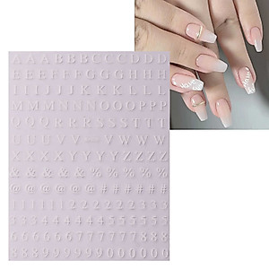 JMEOWIO 9 Sheets Number Letter Nail Art Stickers Decals Self-Adhesive Pegatinas Uñas Colorful Nail Supplies Nail Art Design Decoration Accessories