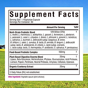 Innate Vitality Women's Probiotics, 120 Billion CFU, 32 Tested Strains, Probiotics for Women, Yeast Control, Vaginal pH Support, Prebiotics, Digestive Enzymes, Cranberry, Once Daily 30 Veggie Capsules