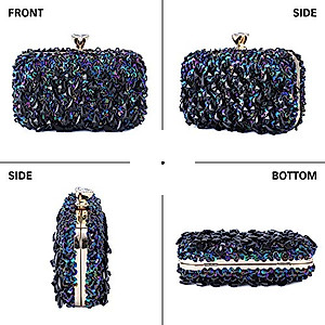 UBORSE Women Clutch Wedding Purse Rhinestone Crystal Beaded Bags Cocktail Party Bridal Prom Handbag for Women (Blue)