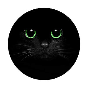 Cute Black with Green Eyes Cat PopSockets PopGrip: Swappable Grip for Phones & Tablets