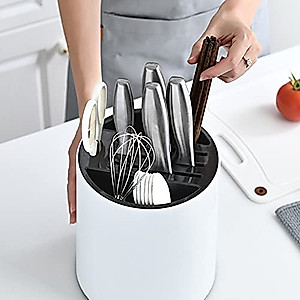 Yalych Utensil Caddy Kitchen Rotatable Tableware Storage Box， Chopsticks Fork Holder Cutlery Drain Rack， Spoon Fork Shelf Storage Holder Box Pen Holder