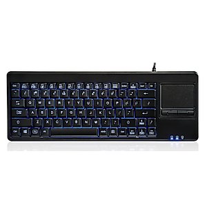 Perixx PERIBOARD-315H, Wired USB Backlit Keyboard with Touchpad and 2 USB Ports, Black (10917)