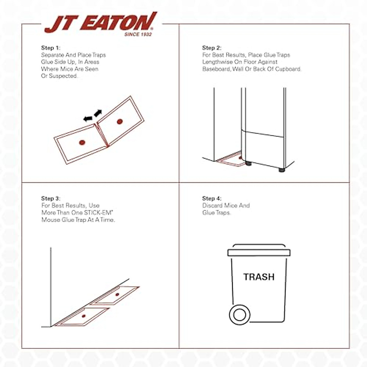 JT Eaton 154 Stick-Em Mini Mighty Glue Boards - Heavy Duty, No-Mess, Child & Pet Safe, 2-Pack