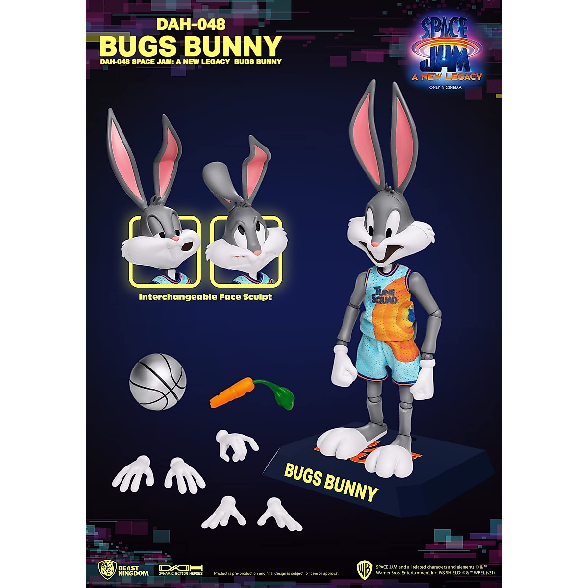 Beast Kingdom Space Jam: A New Legacy: Bugs Bunny DAH-048 Dynamic 8ction Heroes Action Figure,Multicolor