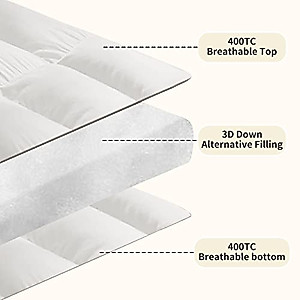 Cotby Mattress Topper King, Extra Thick Breathable Mattress Pad, Cooling Mattress Topper for Back Pain Relief, Mattress Protector Pillow Top Mattress Cover with 8"-21" Deep Pocket(Gray, King)