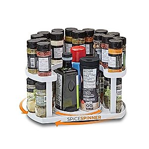 Spice Spinner Two-Tiered Spice Organizer & Holder That Saves Space, Keeps Everything Neat, Organized & Within Reach With Dual Spin Turntables