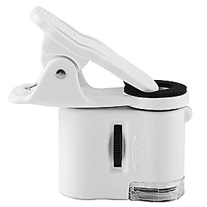 LED UV Light Magnifying Glass Mini Mobile Phone Microscope, Cell Phone Clip On Microscope, 9595W 60X Jewelry and Antique Evaluating for Currency Detecting