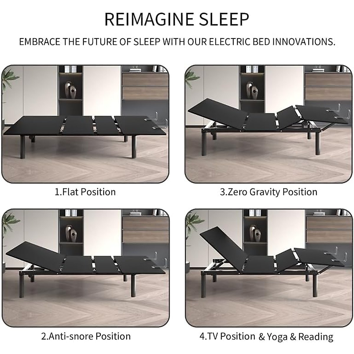 Split King Adjustable Bed Frame - Ergonomic Electric Smart Bed Base Frame with Remote, Upgraded Quiet Motor, Anti-Snore/Zero-Gravity/Memory Presets/Head and Foot Incline, Easy Assembly