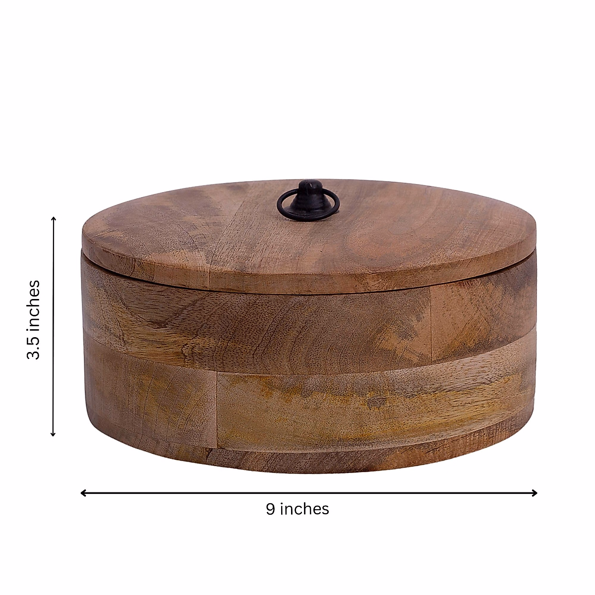 Handcrafted Wooden Mexican Tortilla Warmer Basket Chapati Roti Bread Holder Box Pancake Keeper Serveware Hot Pot Casserole Dish With Lid Home Kitchen Dining Decor, Natural Brown, 9 x 3.5 Inches