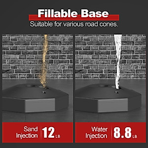 RoadHero [2 Pack] Traffic Delineator Post Cones with Fillable Base, Expandable Traffic Safety Barrier with 8FT Plastic Chain, Traffic Safety Delineator Cones for Parking Lot [Red/White]