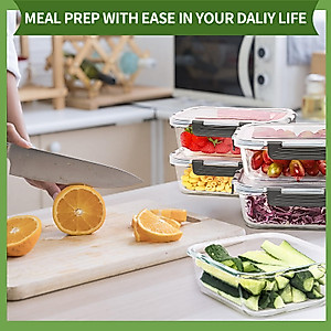 Skroam 5-Packs 36OZ Glass Food Storage Containers with Lids Airtight, Glass Meal Prep Container for Lunch, Pantry Organizers and Storage, Glass Lunch Boxes for Freezer to Oven Safe, Leak Proof