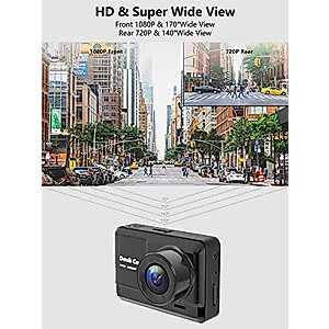 Dash Cam Front and Rear, 1080P Full HD Dash Camera for Cars with 32GB SD Card, 2.45'' IPS Screen, 170°Wide Angle, Night Vision, Parking Monitor, Loop Recording, Motion Detection