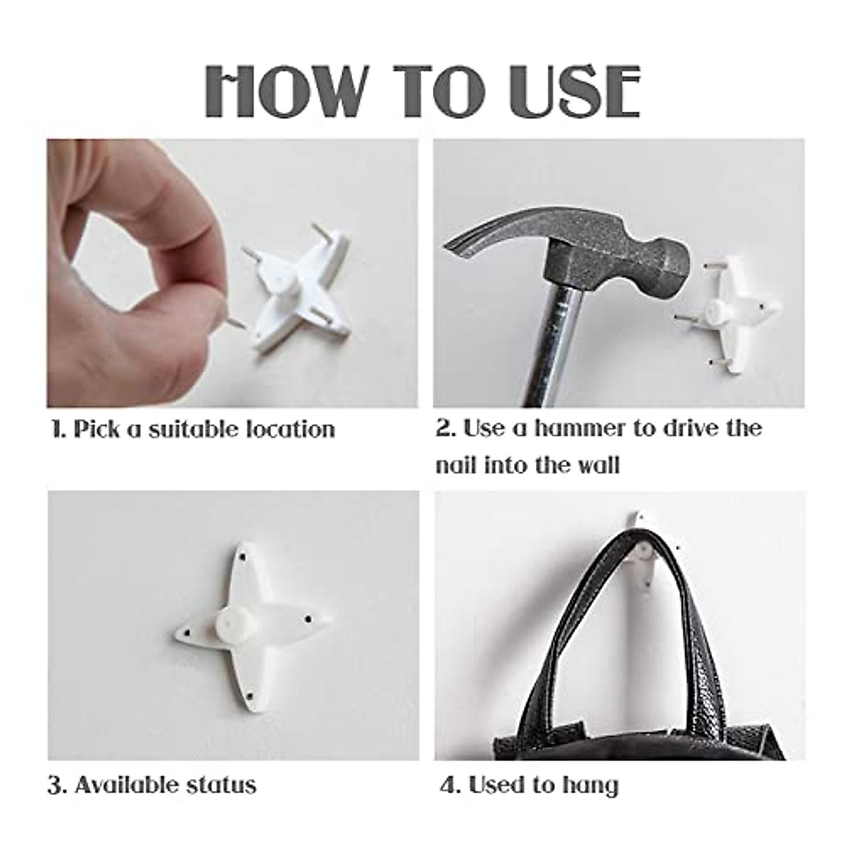 erioctry 20PCS White Durable Non-Trace Wall Picture Hook Powerful Concrete Hard Wall Drywall Picture Hooks Hanging Hook for Picture Photo Frame Clock Hangers