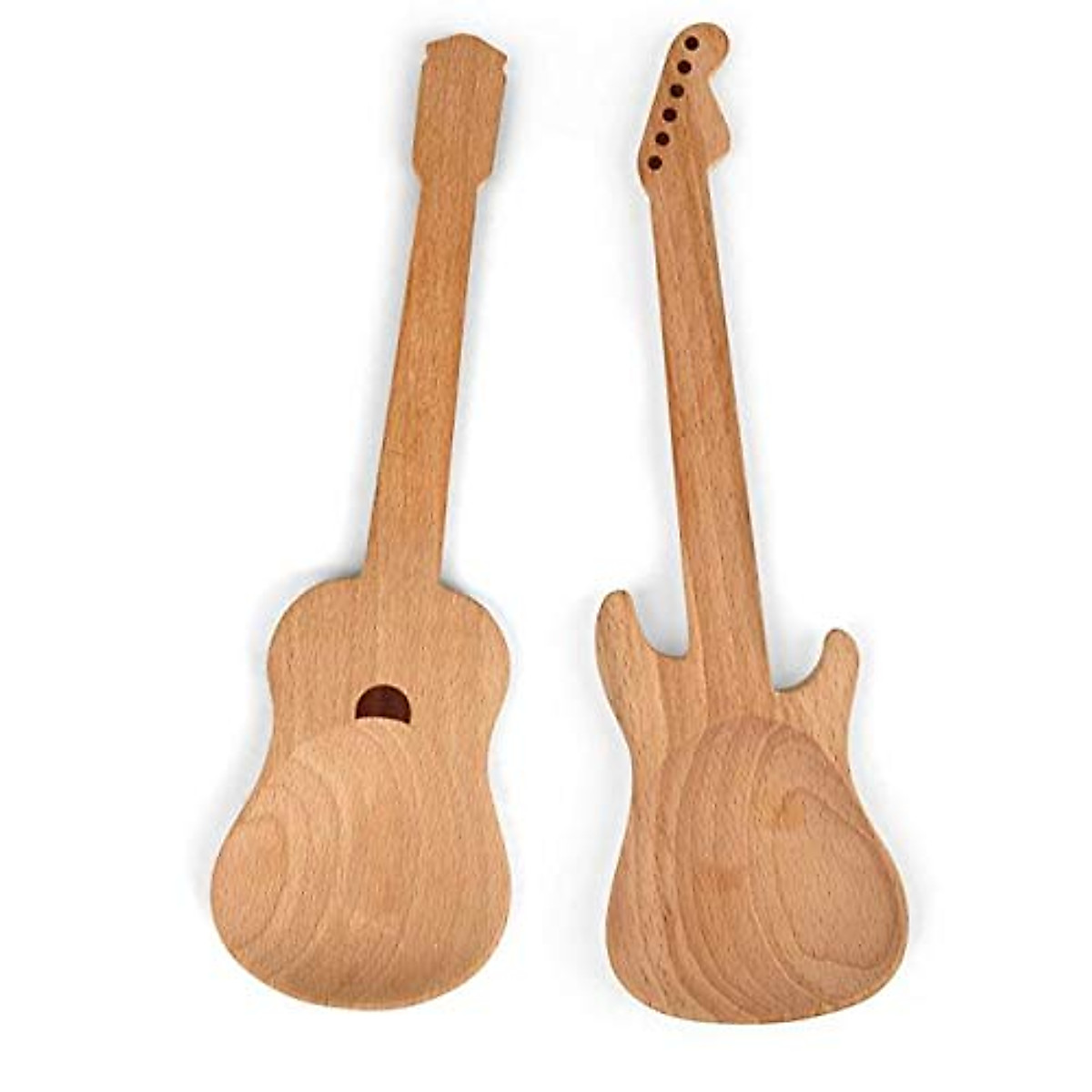 Kikkerland Guitar Shape Rockin Wooden Novelty Spoons- Heat Resistant, Set of 2