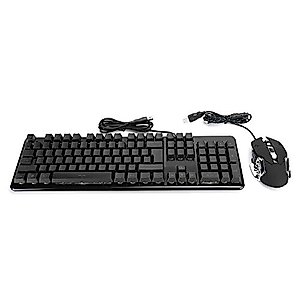 ASHATA Wired Keyboard and Mouse Combo,Portable Corded Gaming Keyboard and Mouse Set with Cool Lighting Effects,Support for Win7 / Win8 / Win10