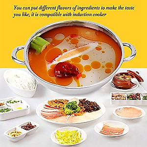 Stainless Steel Shabu Hot Pot Induction Cooker Home Kitchen Cookware Soup Cooking Pots for Cooktop Gas Stove (11.8inch)