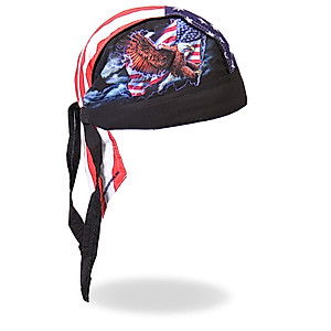 Hot Leathers HWH1017 Flag and Eagle Head Wrap (Black)