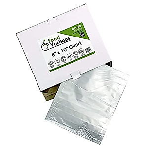 50 - Quart 8" x 10" FoodVacBags Mylar Aluminum Foil Food Storage Bags, Heat Sealing, Long-Term