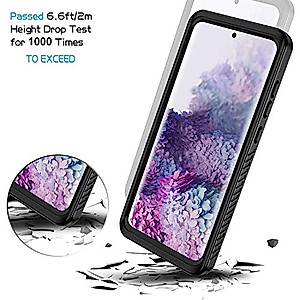 Lanhiem Samsung Galaxy S20+ Plus Case, IP68 Waterproof Dustproof Shockproof Case with Built-in Screen Protector, Heavy Duty Full Body Protective Cover for Galaxy S20 Plus 5G, Black/Clear