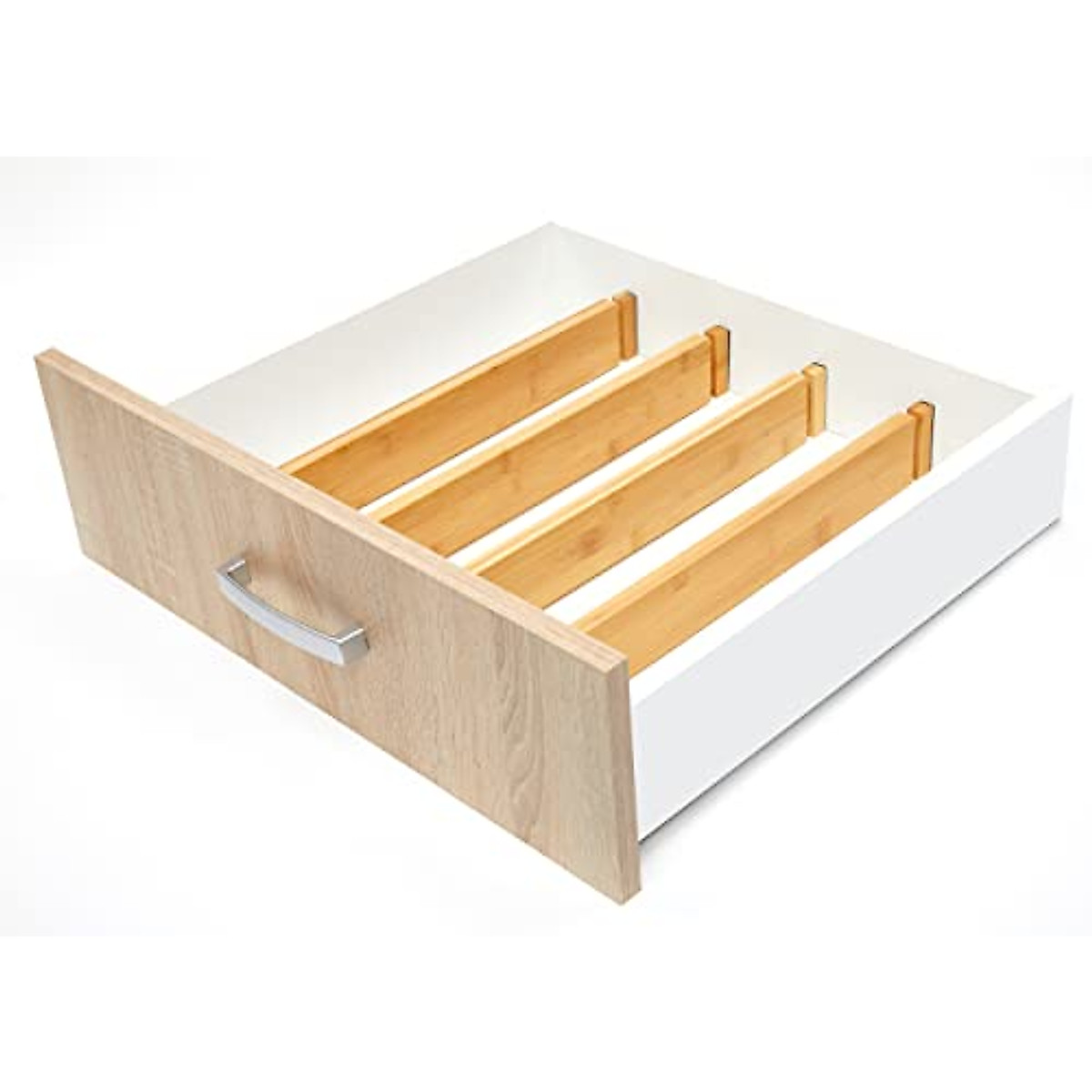 RoyalHouse Adjustable Bamboo Drawer Dividers Organizers, Expandable Drawer Separators for your Kitchen, Bedroom, Bathroom, Dresser, Office, and More (8 pieces)