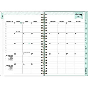 Day Designer for Blue Sky 2023 Weekly and Monthly Planner, 5" x 8", Frosted Cover, Wirebound, Secret Garden Mint (140103-23)