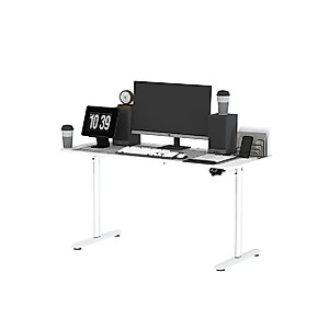 MSW Electric Standing Desk, 140 x 60 cm Steel Adjustable Height Gaming Desk, Quick Assembly, Stable, Ultra-Quiet Motor - V3-1460 (White Color) - Intexca