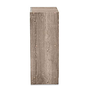 BOWERY HILL Contemporary 2 Door Shoe Cabinet, 12 Pairs Shoe Rack Storage Oranizer in Weathered Oak