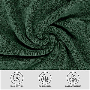Homes Perception Luxury 8 Pack Towel Set | Premium Quality 2 Bath Towels, 2 Hand Towels 4 Washcloths | 600 GSM (Hunter Green)